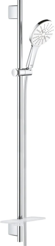 Душевой гарнитур Grohe Rainshower SmartActive 26579LS0 белый, хром, матовый, глянцевый, латунный, 3 режима струи, лейка для душа со шлангом и штангой, с функцией экономии воды