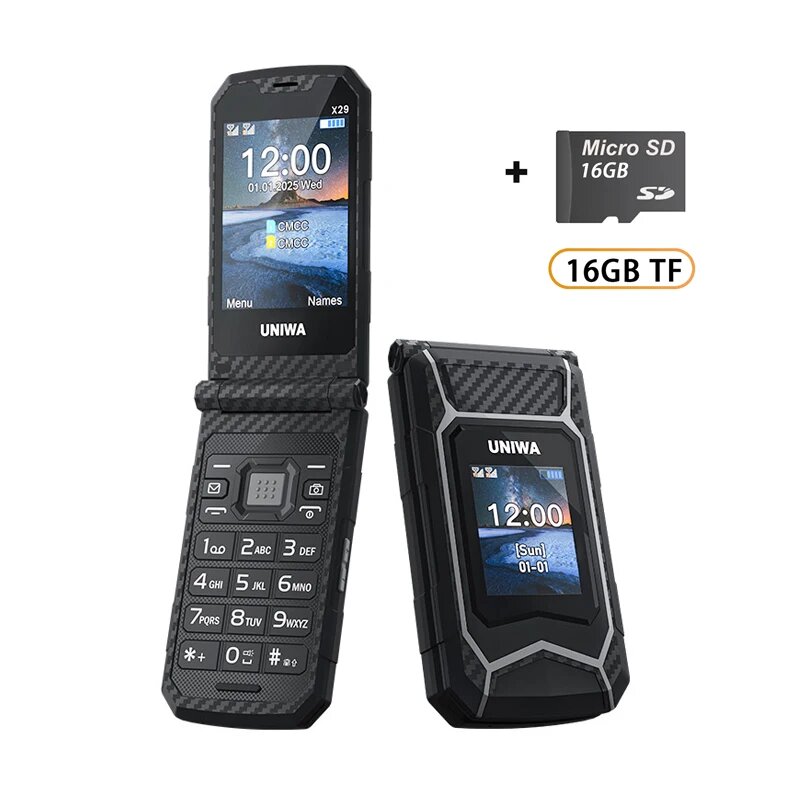 UNIWA X29 2,8-дюймовый двойной экран, двойная SIM-карта, GSM, Arabic keyboard, Серый, grey N 16GB TF