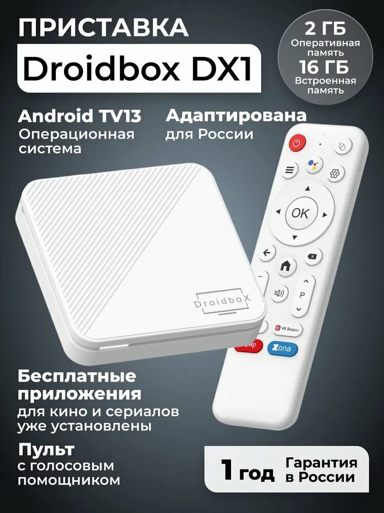 Смарт ТВ приставка Droidbox DX1 2/16 Медиаплеер на андроид для телевизора, настроена и готова