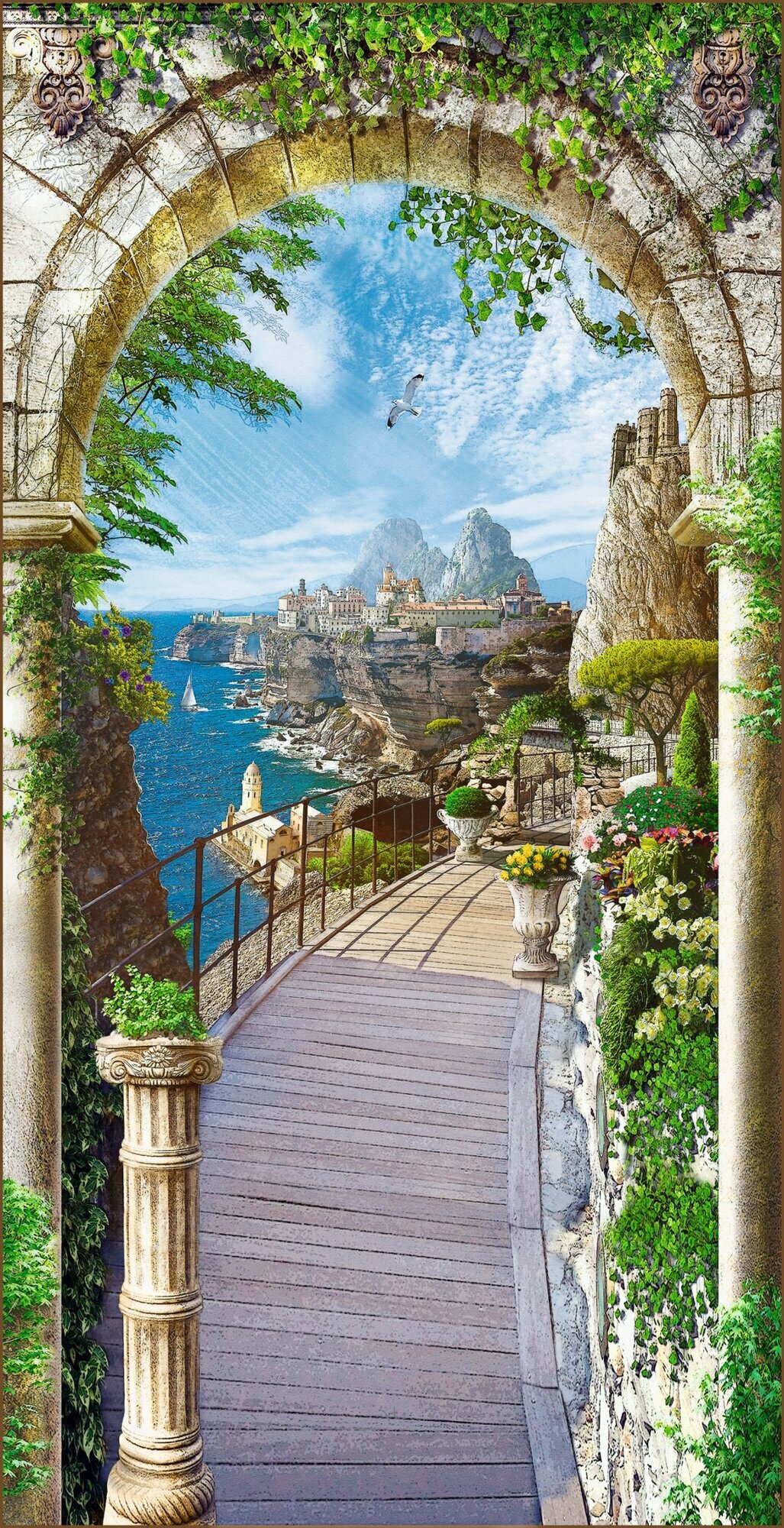 3D Обои Divino Decor "Южный пейзаж", флизелин, 1,34x2,61м