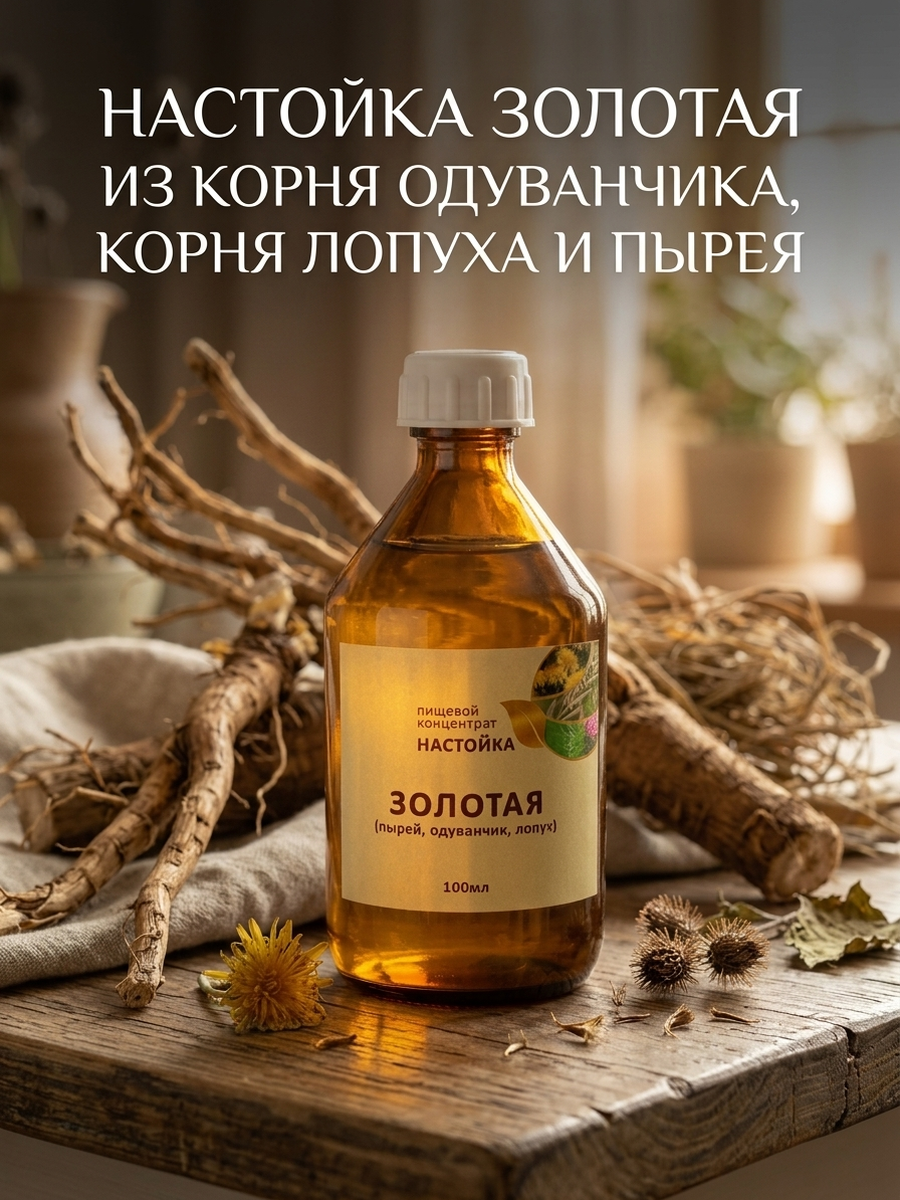 Золотая настойка (пырея, одуванчика и лопуха) 100 мл