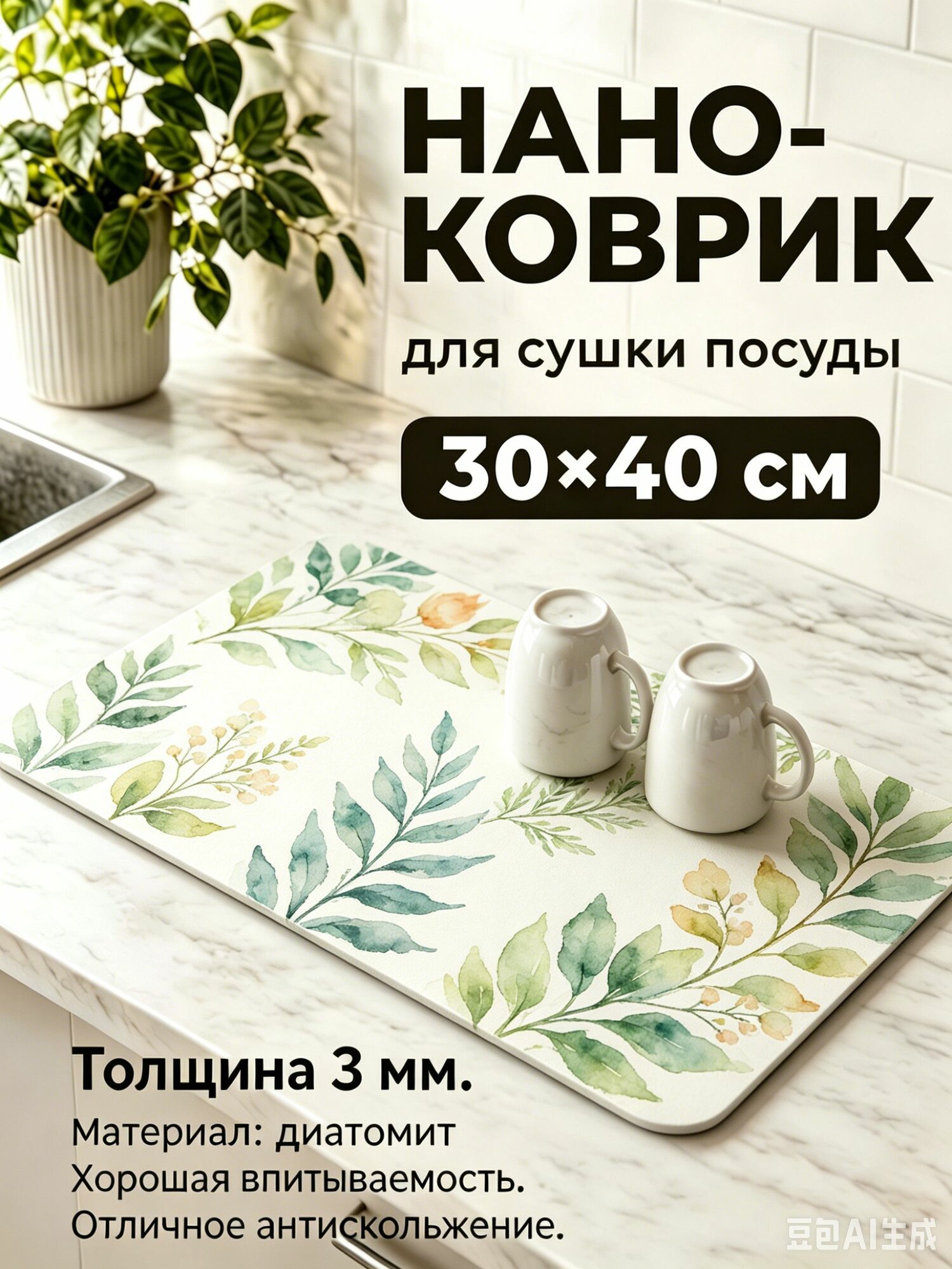 Сушилка для посуды, 40 см х 30 см , 1 шт