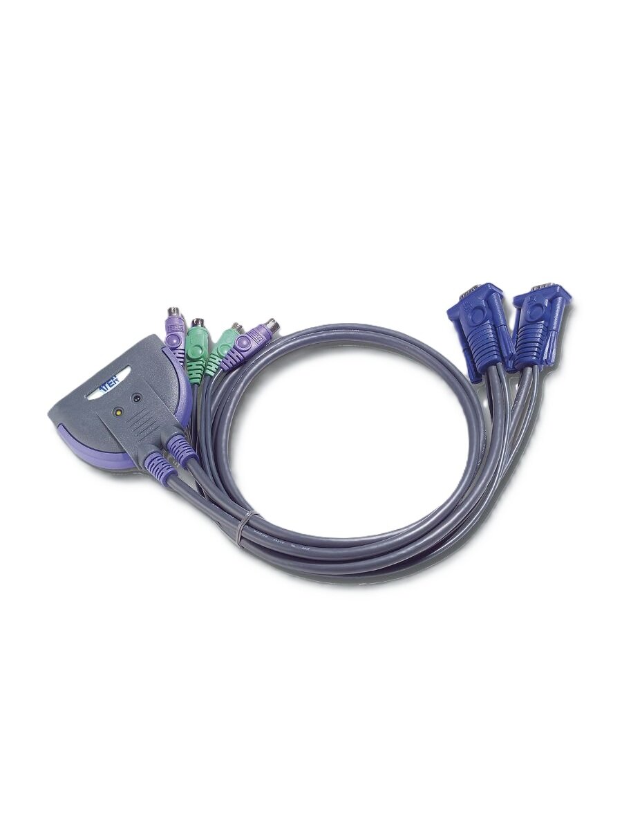 Коммутатор Aten CS62S-AT 2-портовый, PS/2, VGA, кабельный, 0.9м