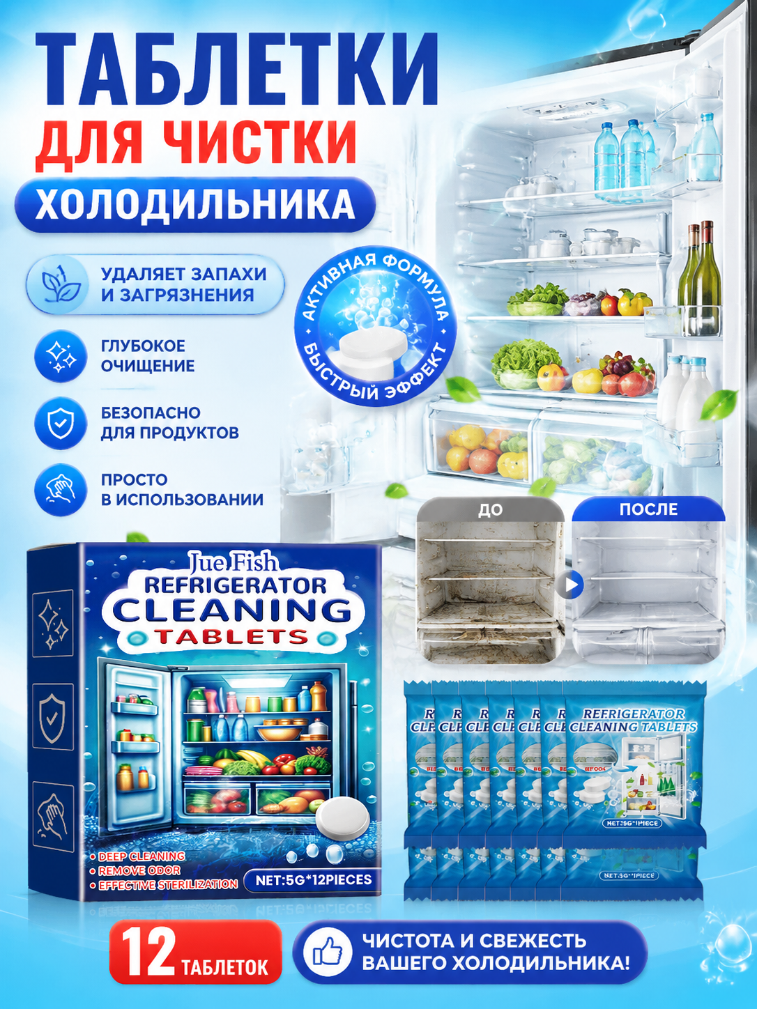 Шипучие таблетки для чистки холодильника: удаление жира и запахов, универсальное средство для кухни