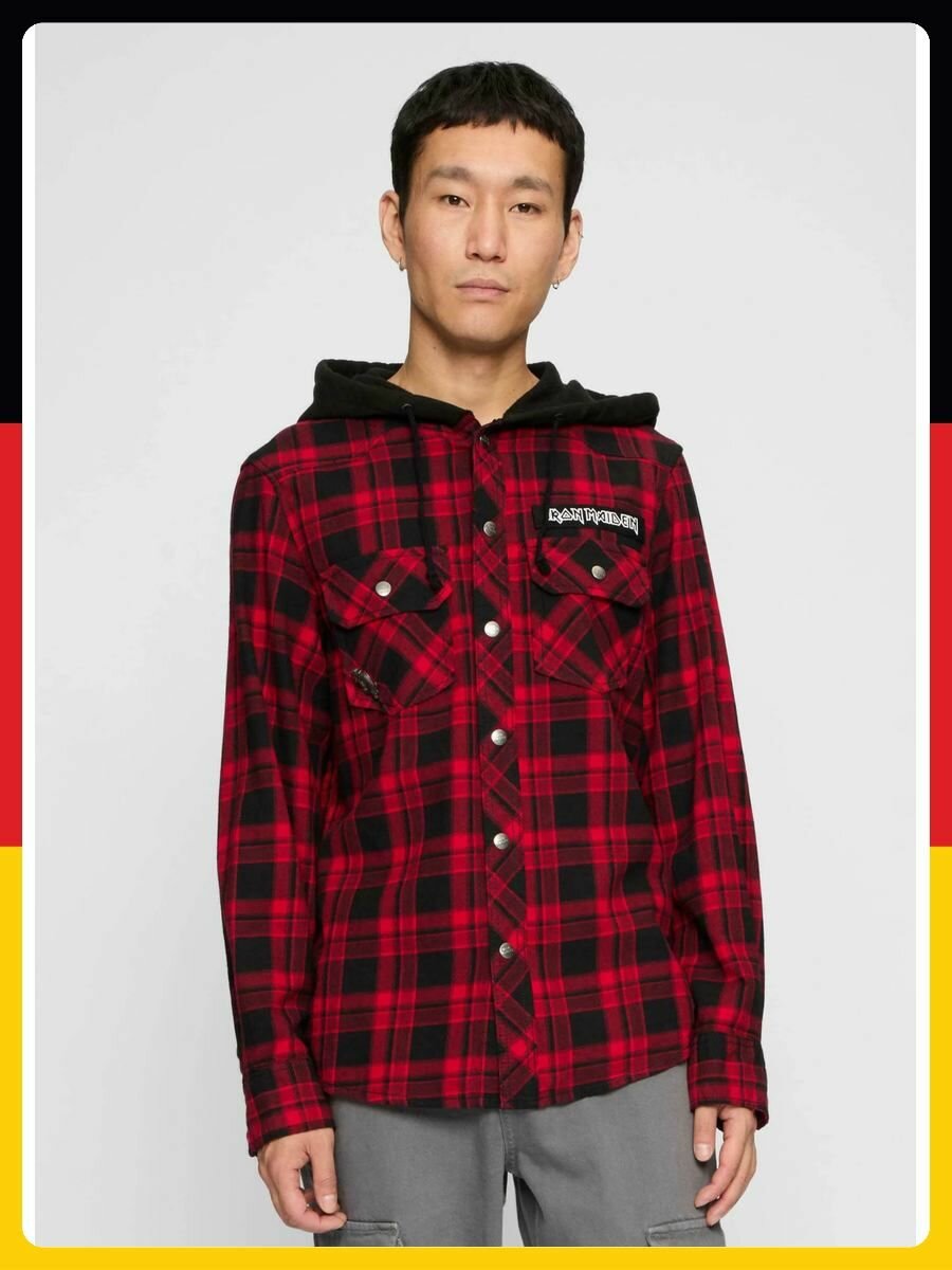 Рубашка Brandit Iron Maiden Checked Eddy, красный; черный, 4XL