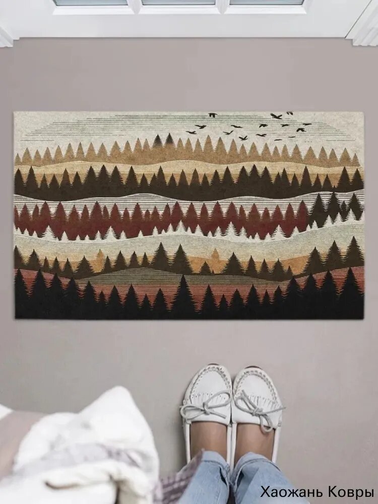 Коврик придверный Лес на холмах 45x75 см