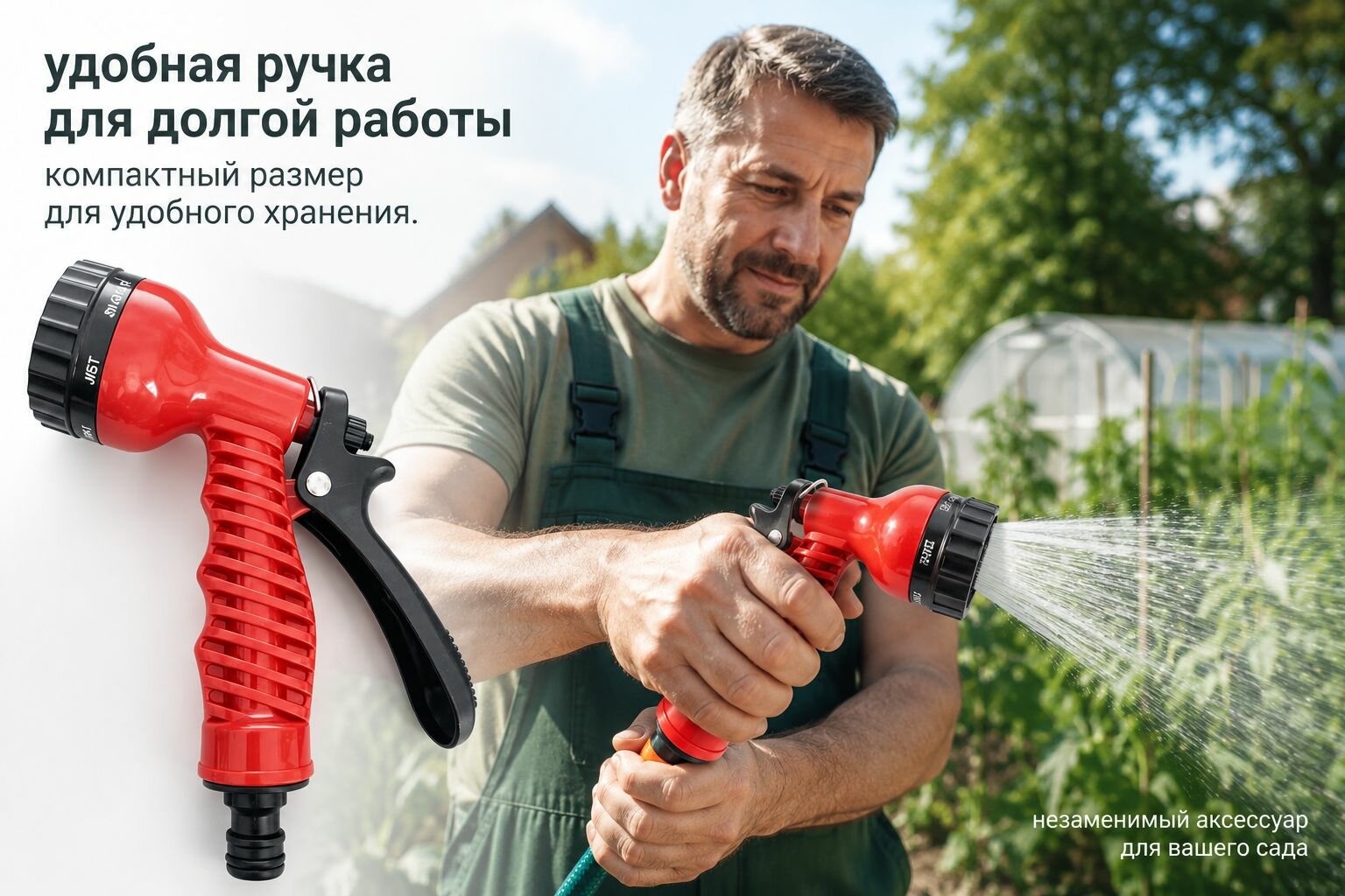 Пистолет для полива с 7 режимами струи, универсальный водный пистолет для полива цветов, сада, огорода и мойки автомобиля, бытовой распылитель