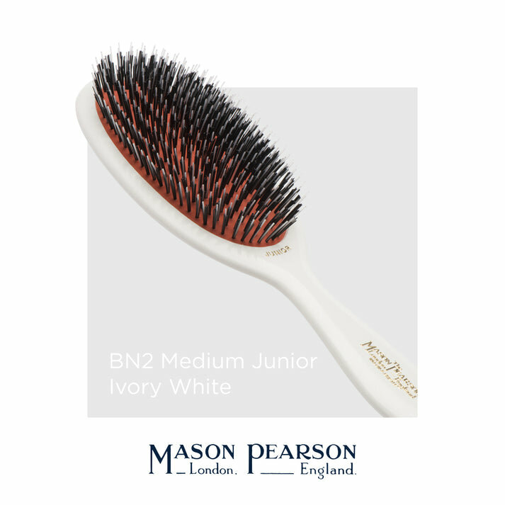 Средняя расческа Mason Pearson BN2 JUNIOR - кабанья шерсть + нейлон, цвет слоновая кость