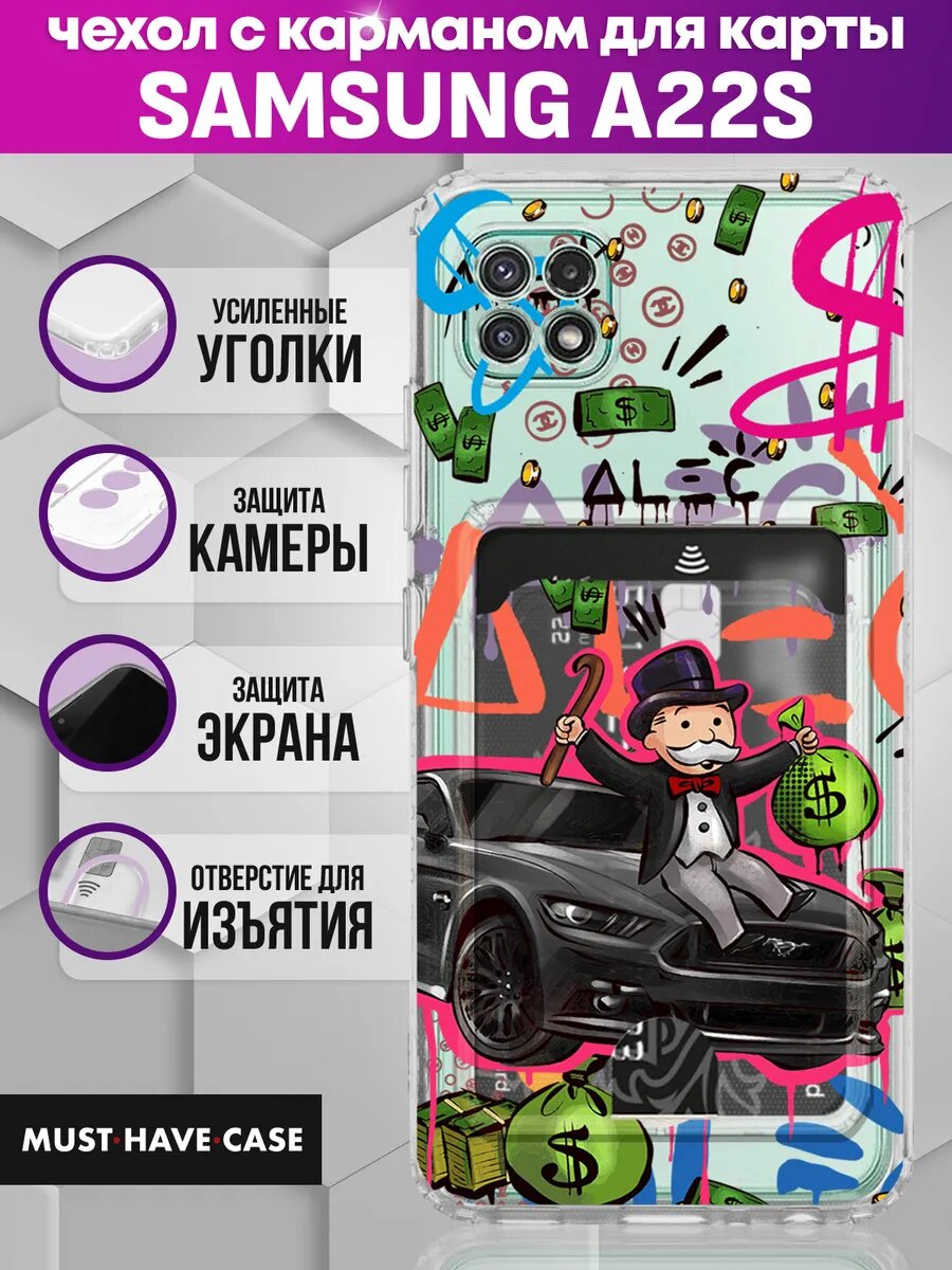 Чехол на Samsung A22s с картой с принтом