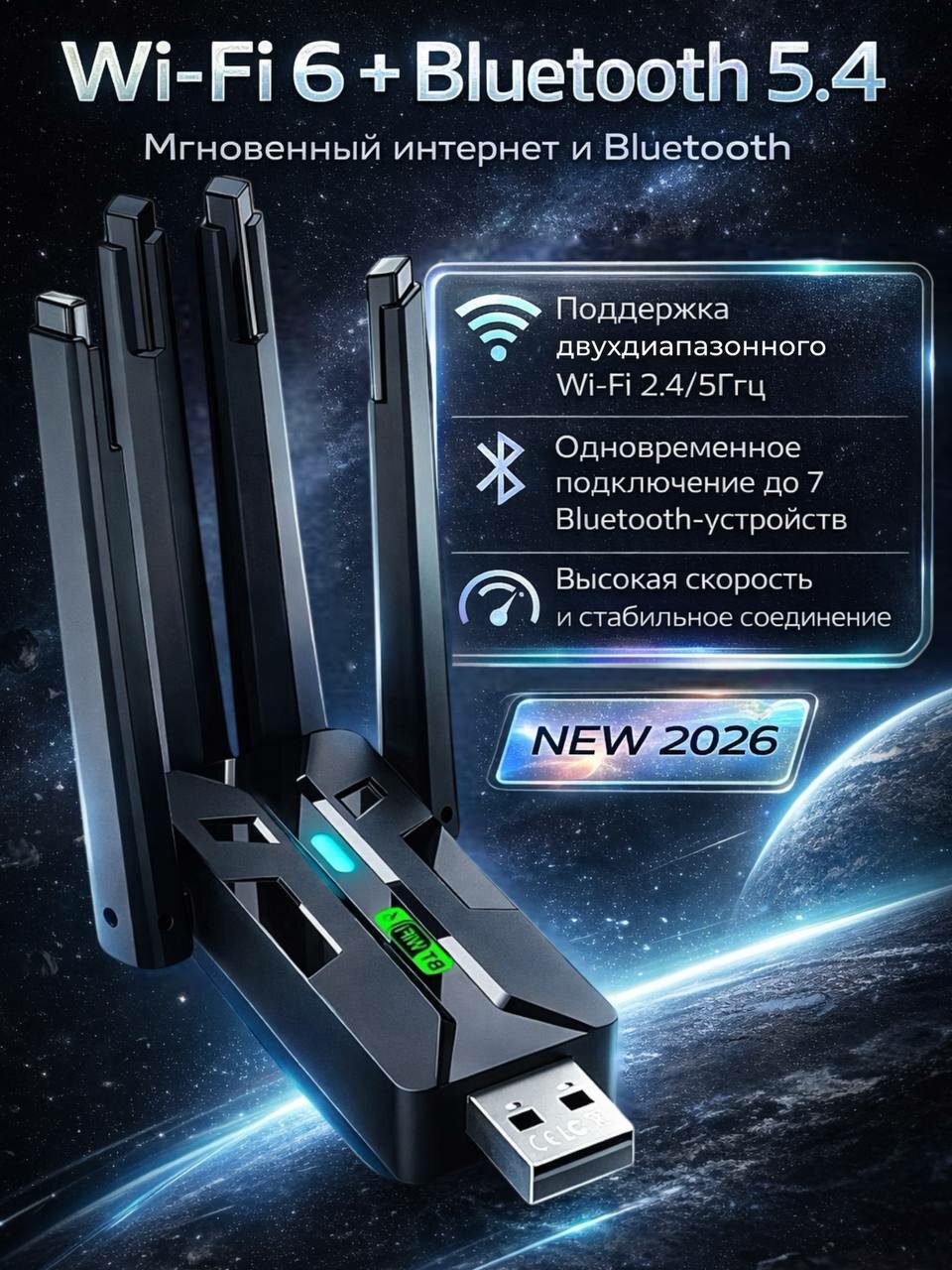 WIFI адаптер для компьютера AlisaFox блютуз адаптер для пк вай фай 6