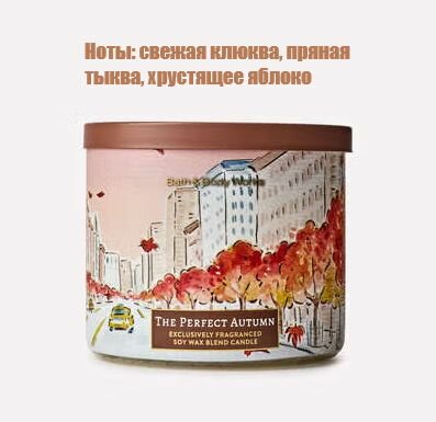 Bath and Body Works свеча ароматическая с 3-мя фитилями The Perfect Autumn (411 грамм)