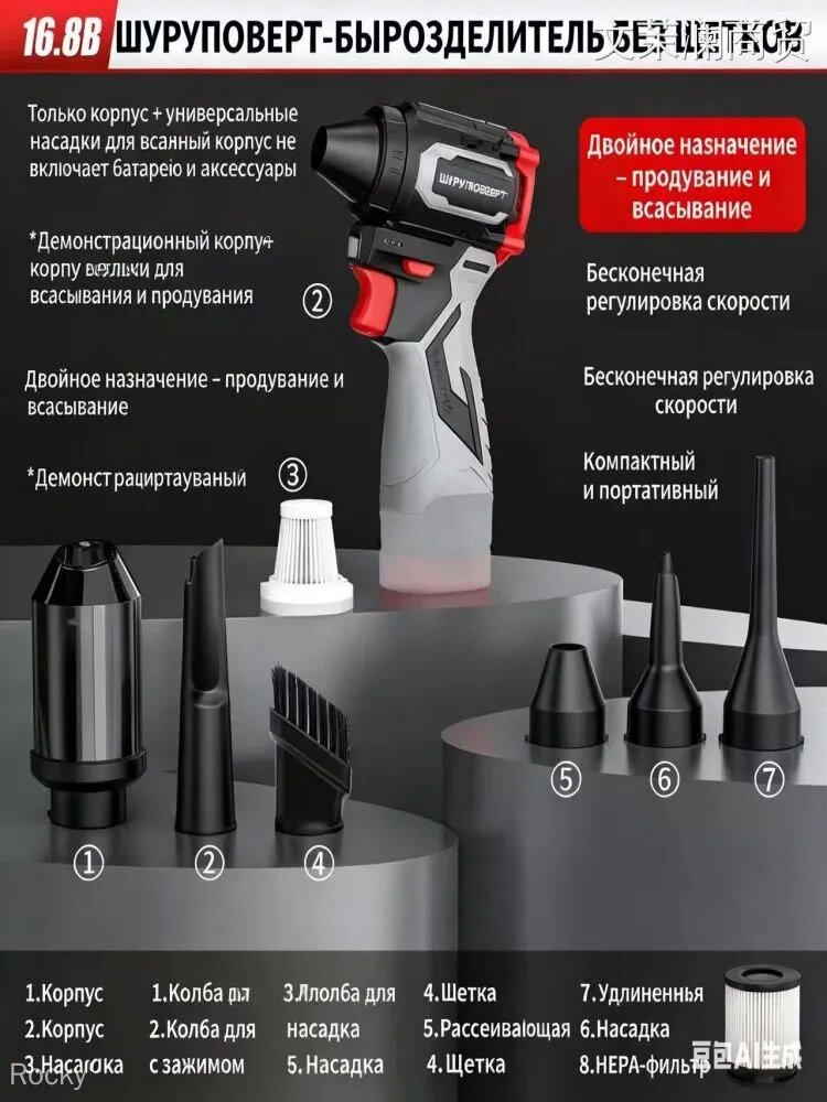 Мощный турбинный вентилятор-воздуходувка Nanwei с литиевой батареей, снегоуборщик, незаменимый промышленный инструмент (батарея и зарядное устройство в комплект не входят).