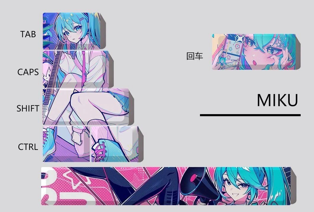 Набор PBT-кейкапов Hatsune Miku Bunny Hole для механической клавиатуры 7 key