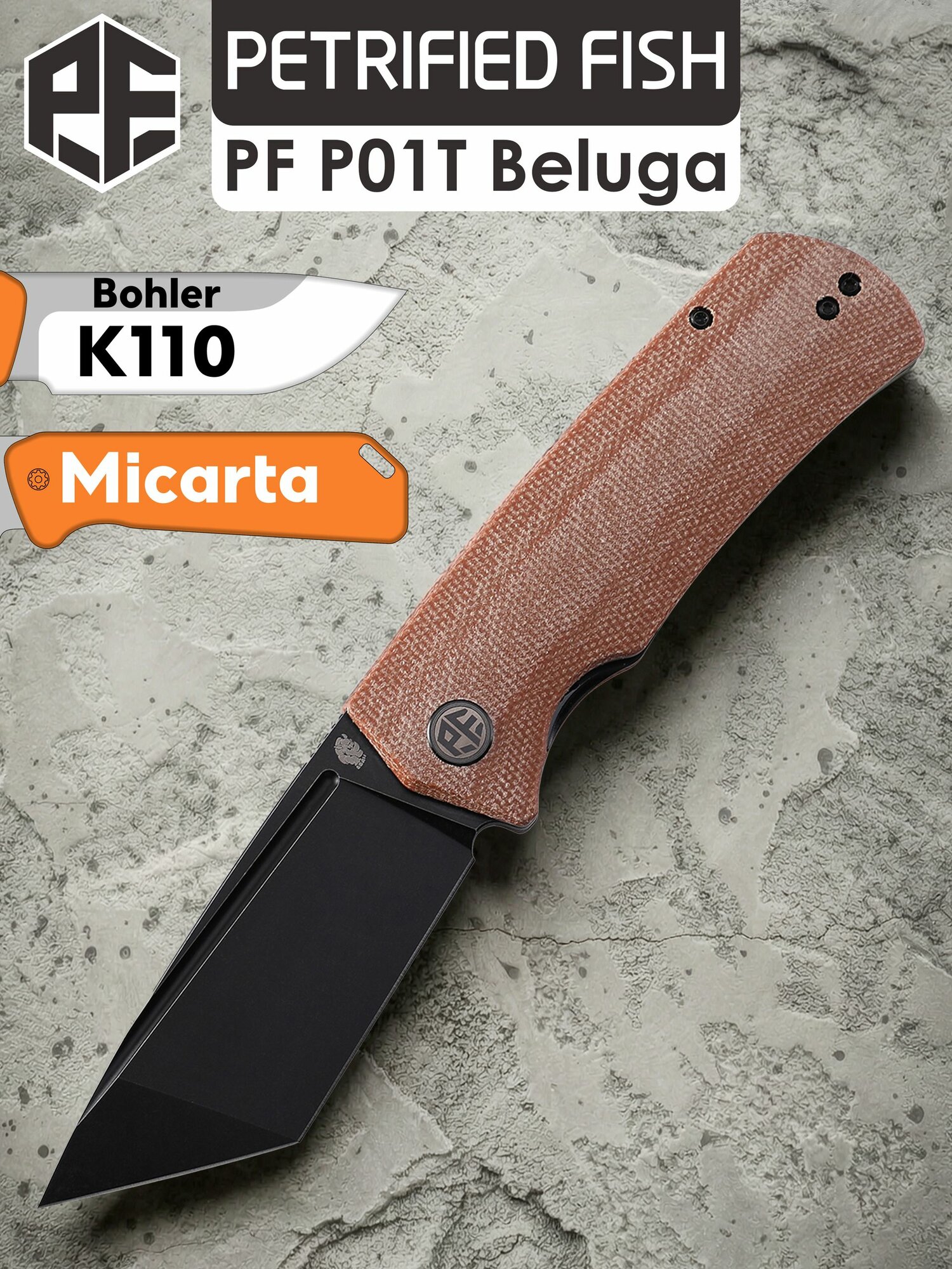 Складной нож Petrified Fish Beluga Tanto PFP01TKMDW