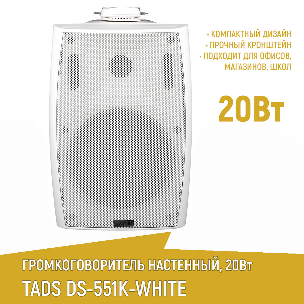 Громкоговоритель настенный TADS DS-551K, белый, мощность 20Вт