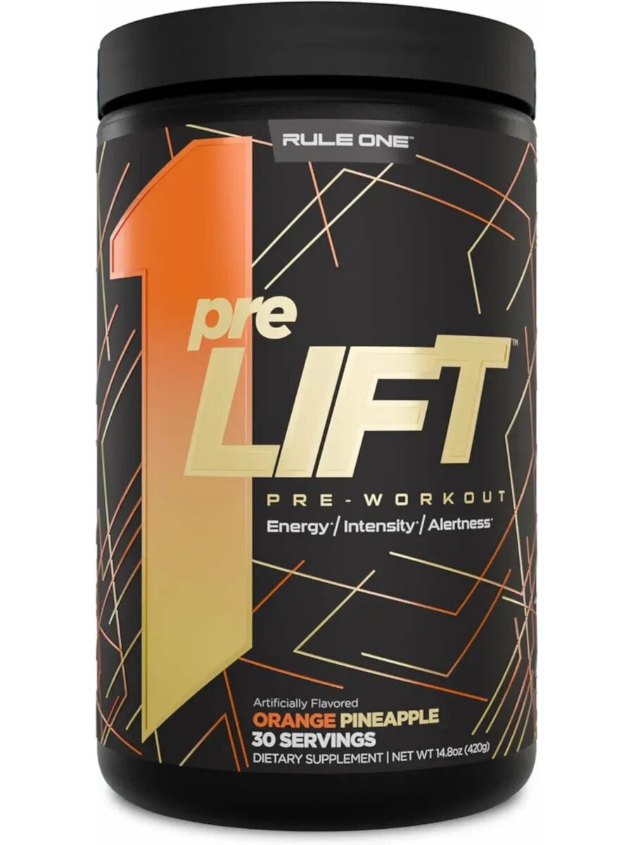 Предтренировочный комплекс PreLift, 30 порций Апельсин Ананас Rule 1 420 г Orange Pineapple, США