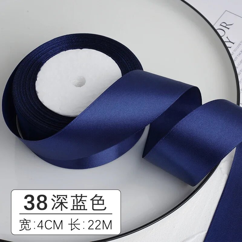 Сатиновая лента Wusmart для рукоделия 1-5 см Синий, Navy Blue, 2cm Wide