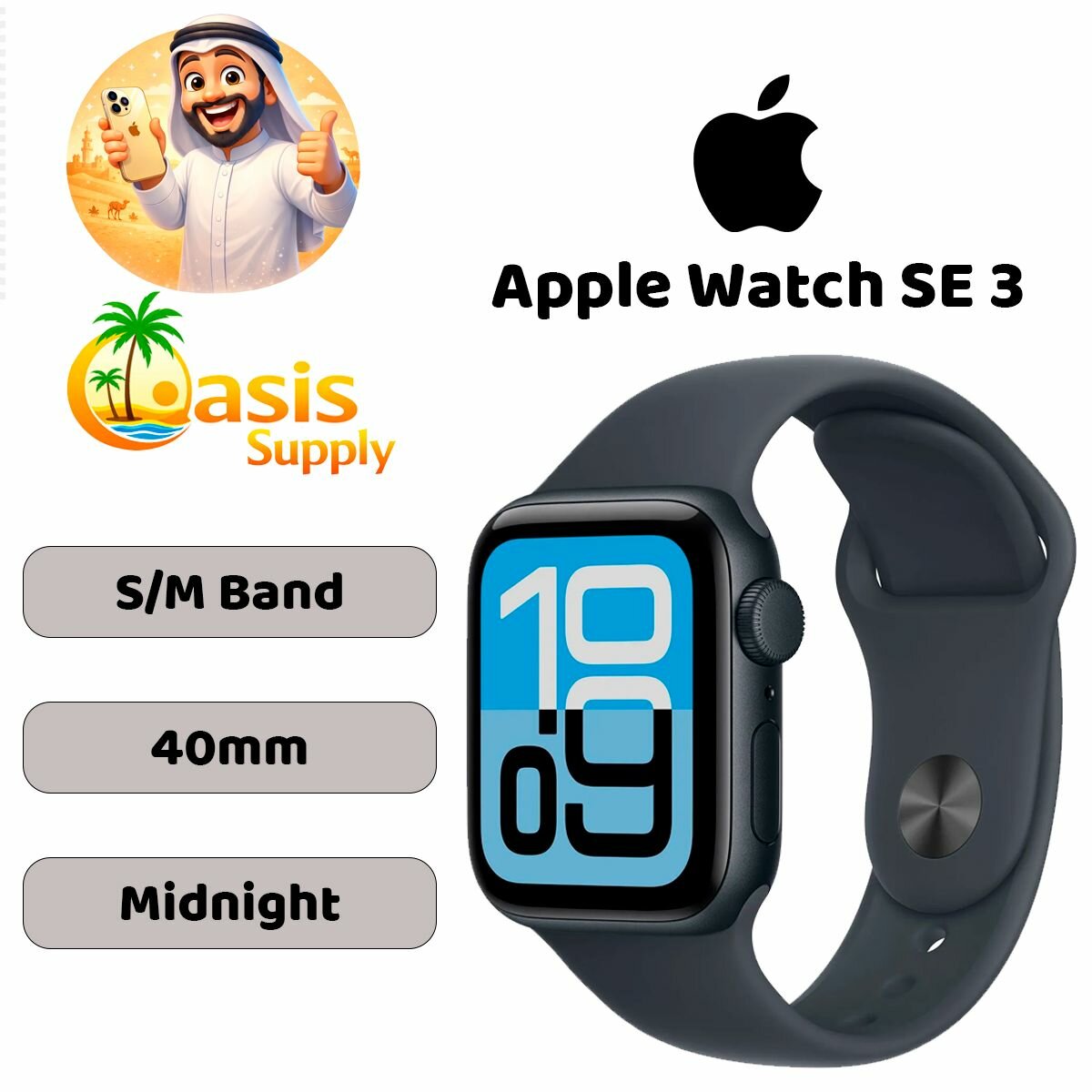 Смарт-часы Apple Watch SE 3, 40mm, черные, S/M