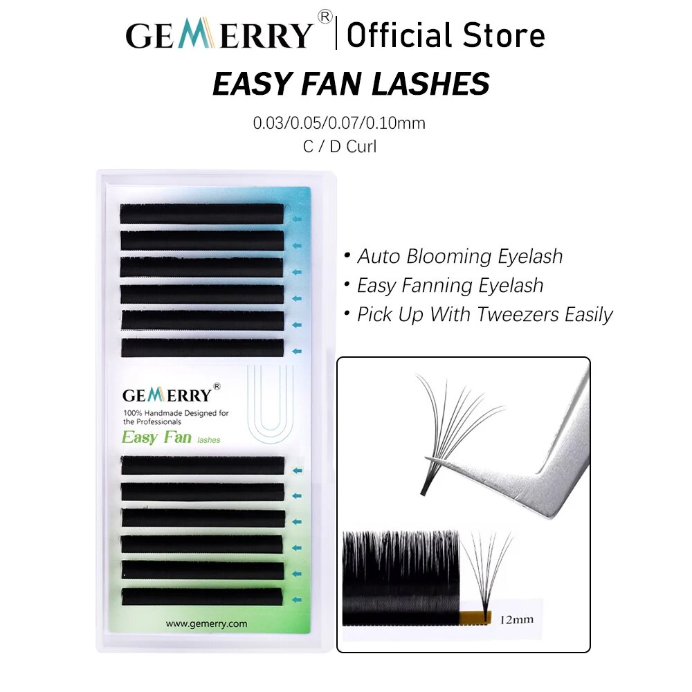 GEMERRY Easy Fan накладные ресницы D, 0,03 мм, MIX8-14mm