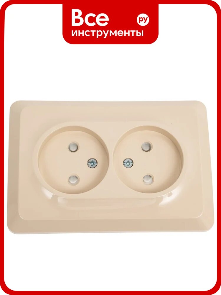 Розетка Systeme Electric этюд с/у, двойная, без заземления, со штороками 16а 250b, кремовый, россия PC16-106K
