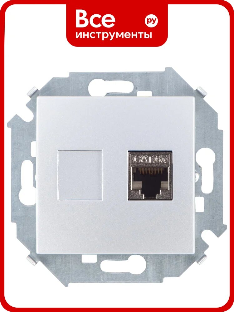 Компьютерная розетка Simon RJ45 кат.6а АМР FTP алюминий поликарбонатный корпус, защита IP20, встраиваемый скрытый монтаж