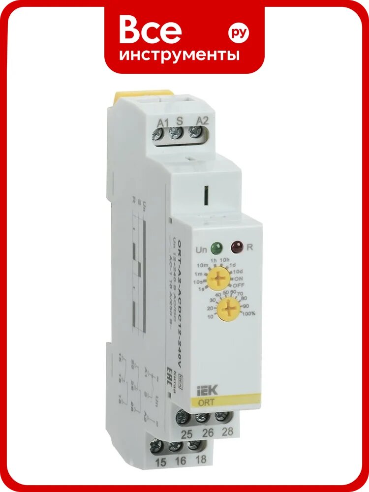 Реле задержки включения IEK ORT. 2 конт. 12-240 В AС/DC ORT-A2-ACDC12-240V