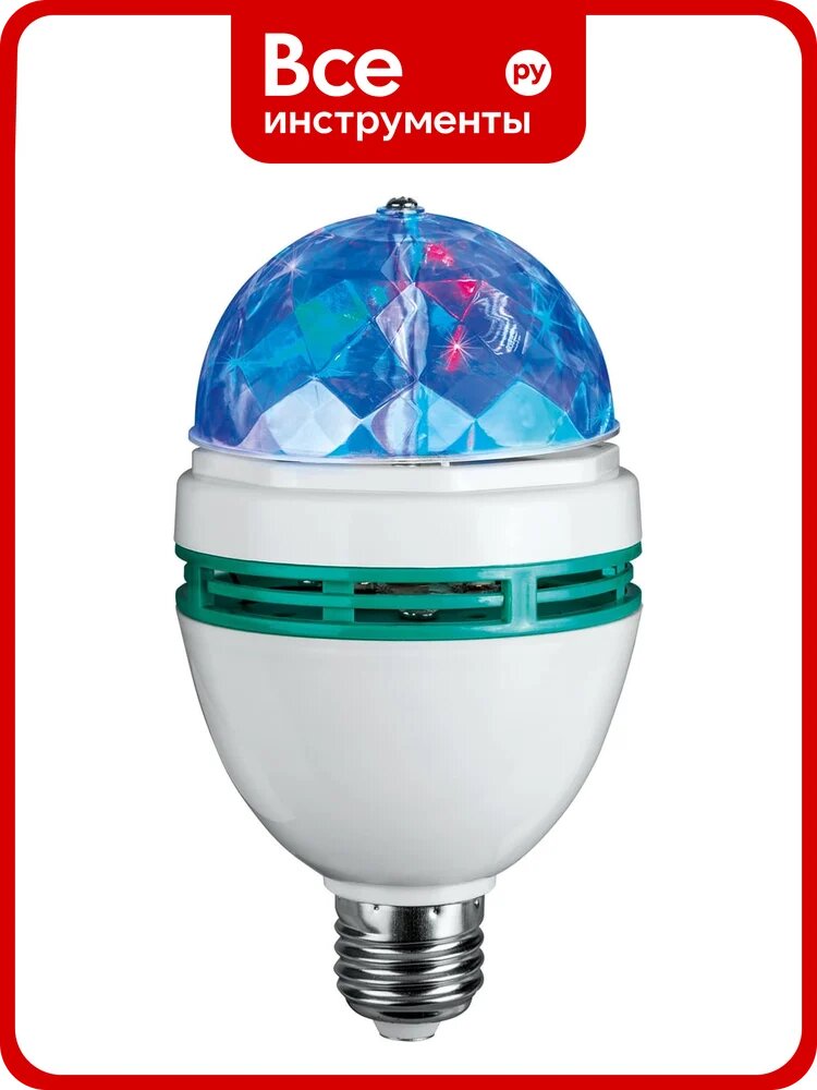 Светодиодная диско-лампа OLL-DISCO-3-230 RGB E27, мощность 3 Вт, 220 В, пластик, для создания атмосферного освещения