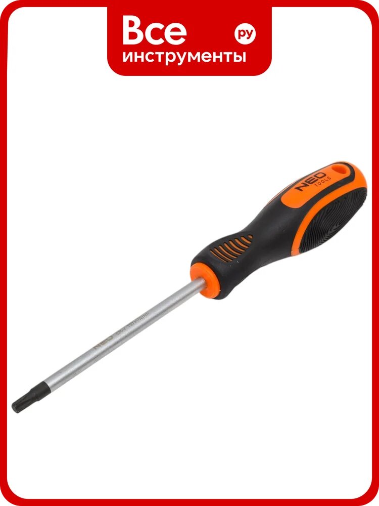 Отвертка NEO Tools Torx T27, полупрофессиональная, рукоять из ABS‑пластика с TPR, магнитный CrV‑наконечник, прямая форма