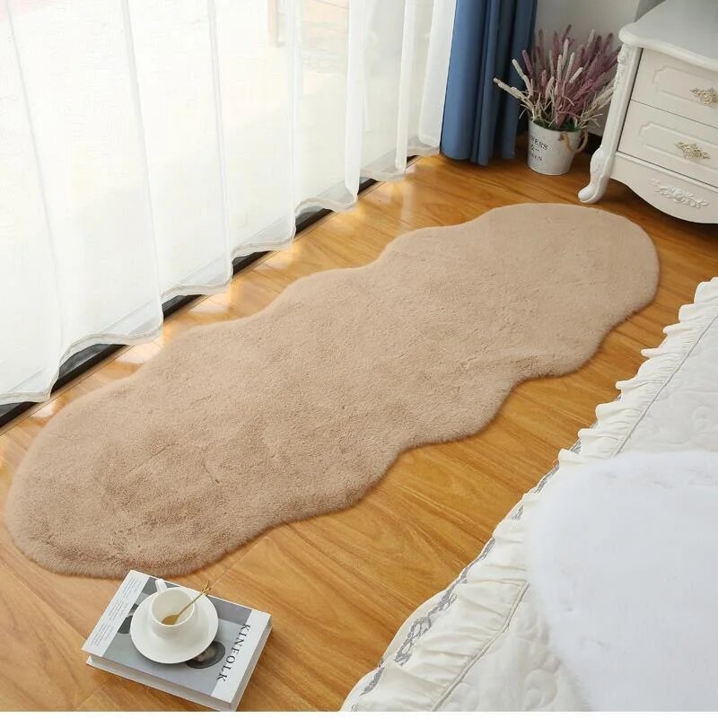 FORSWAN Мягкий белый ковер из искусственного меха 80x200cm, Irregular-Camel