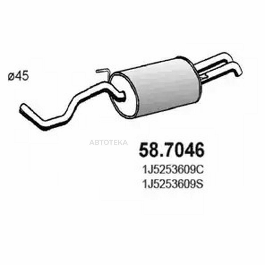 Задн. часть глушителя ASSO 587046 SEAT Toledo II/SKODA Octavia/VW Bora/Golf IV 1.4/1.6/1.9SDI 99->