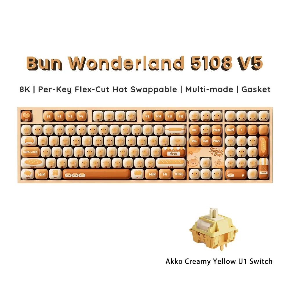 Механическая клавиатура AKKO Bun Wonderland 5108 V5 Yellow