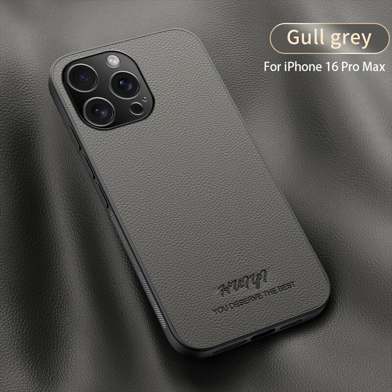 Роскошный встроенный магнитный кожаный чехол для iPhone 17 16 15 14 13 12 Pro iPhone 12, Серый, Gray