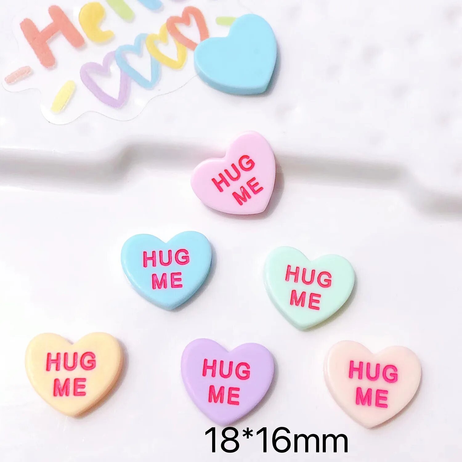 Сердечки "Hug Me" из смолы, 18*16 мм, набор