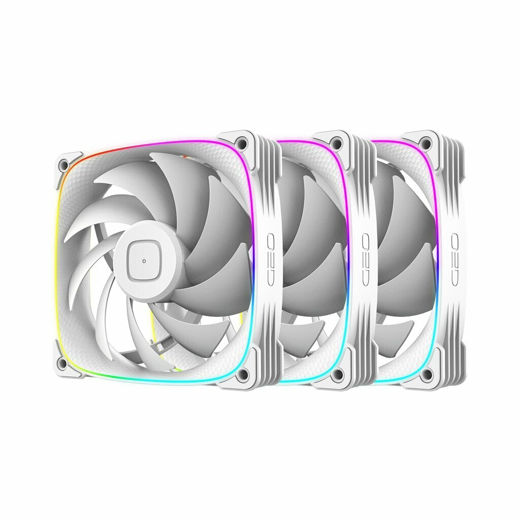 Комплект вентиляторов 3 шт. Geometric Future Squama 3003W-12 White 120mm / ARGB, PWM, 120x120x30 mm, 800-2300 RPM, 84.0 CFM, 35.8 dBA