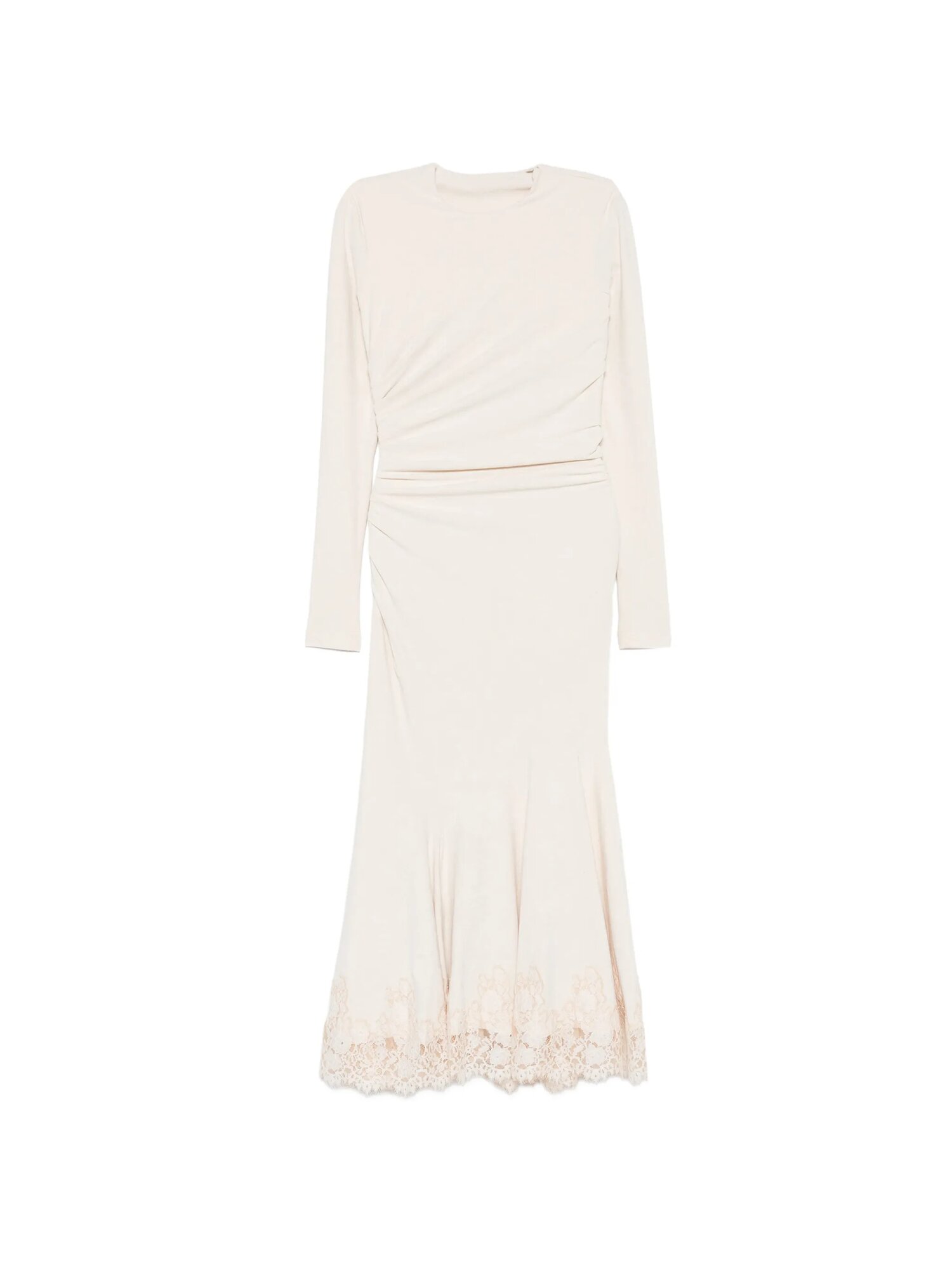 Платье Lace-trim ruched midi dress