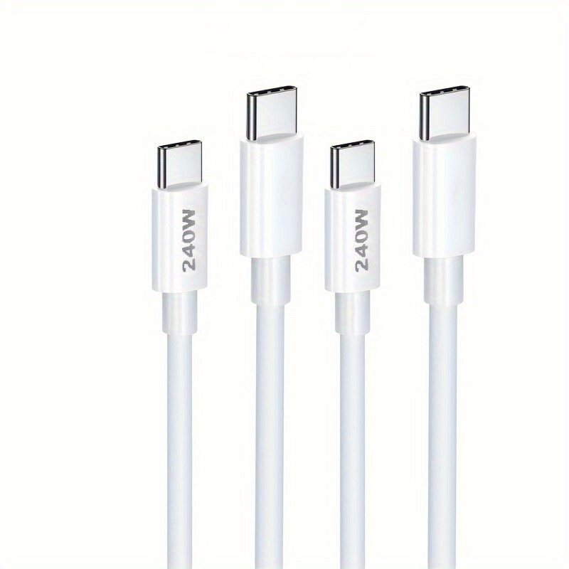 Кабель USB-C – USB-C, 240 Вт, PD3.1, 5A, быстрая зарядка, 1 м (3.3 фута), 2 шт, белый, для MacBook Pro/Air, iPad Pro/Air, Samsung, Pixel, Switch, Dell и др.