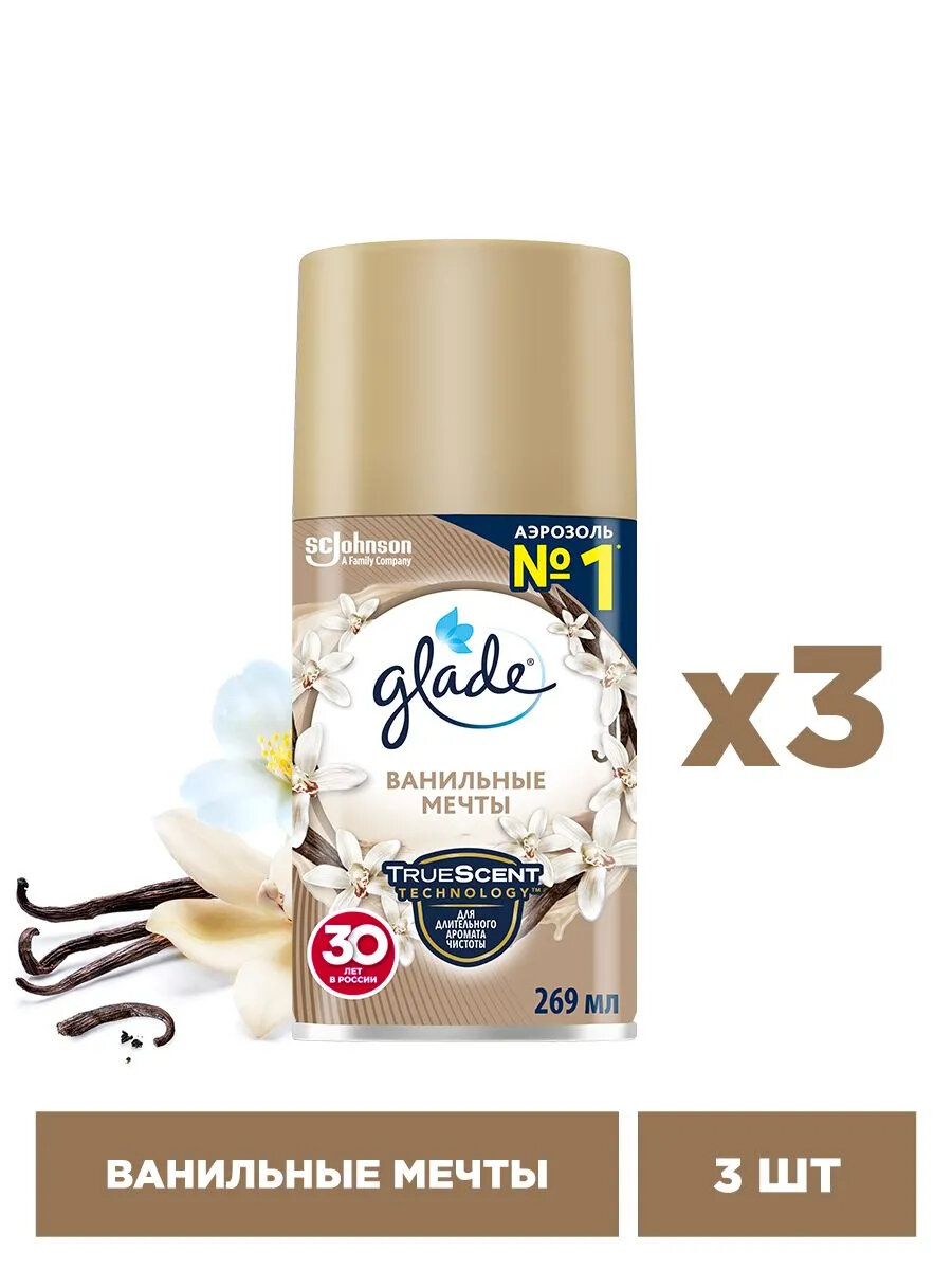 Микс кейс Glade Automatic см. баллон Ванильные мечты 3х269мл