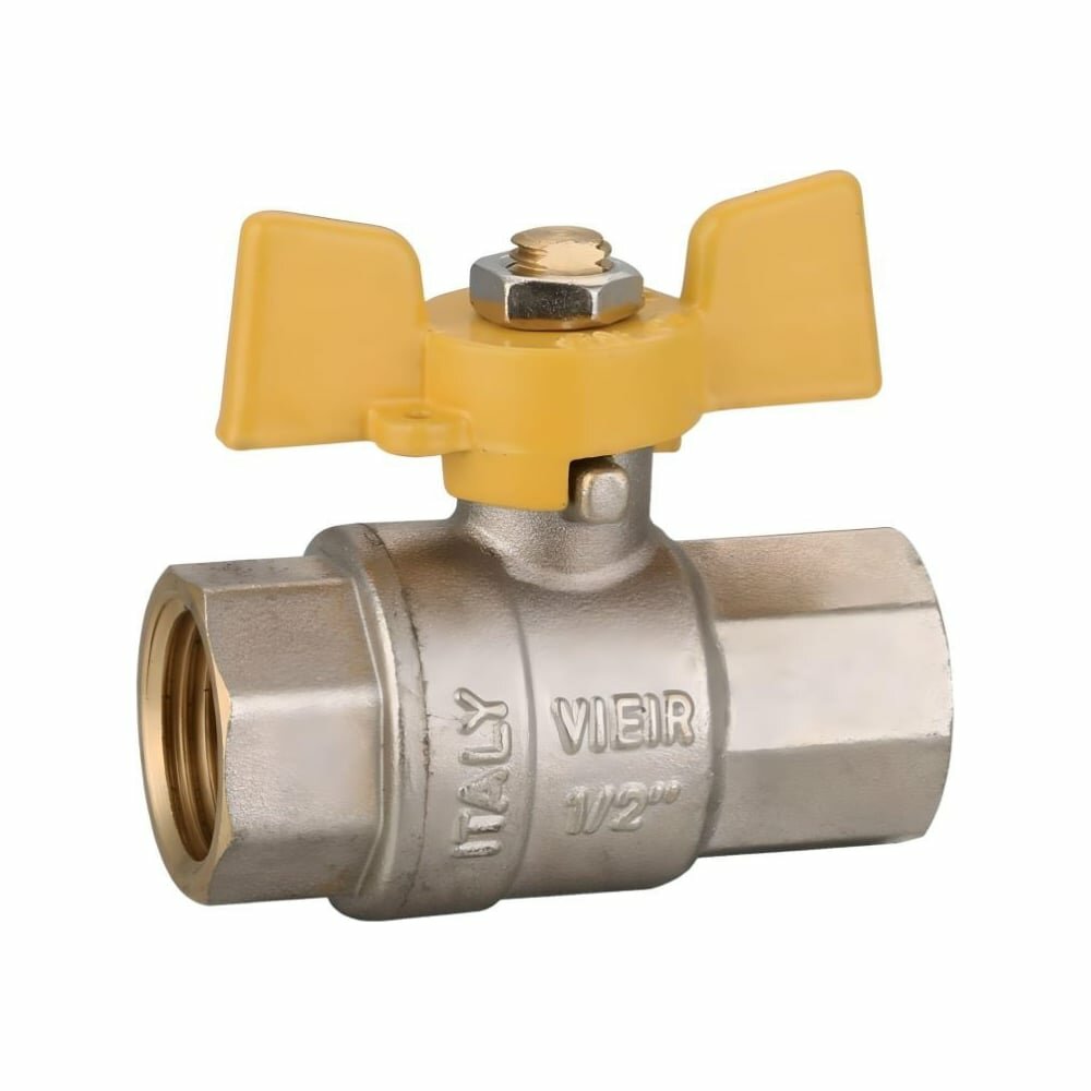 Кран газовый ViEiR 3/4, внутренняя резьба, бабочка, для магистральных и бытовых газовых сетей VRQ210-02