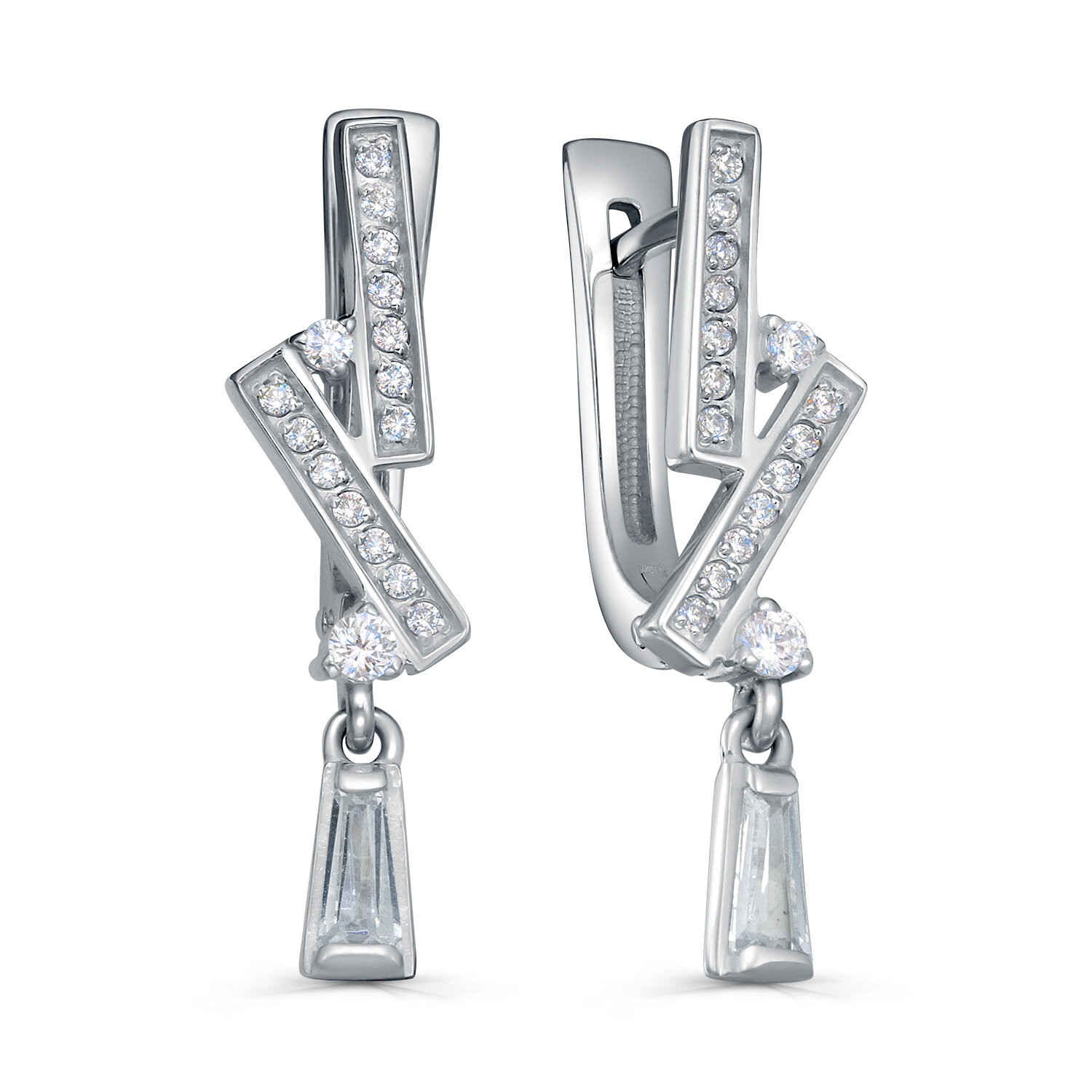 Серьги, серебро, 925 проба, фианит