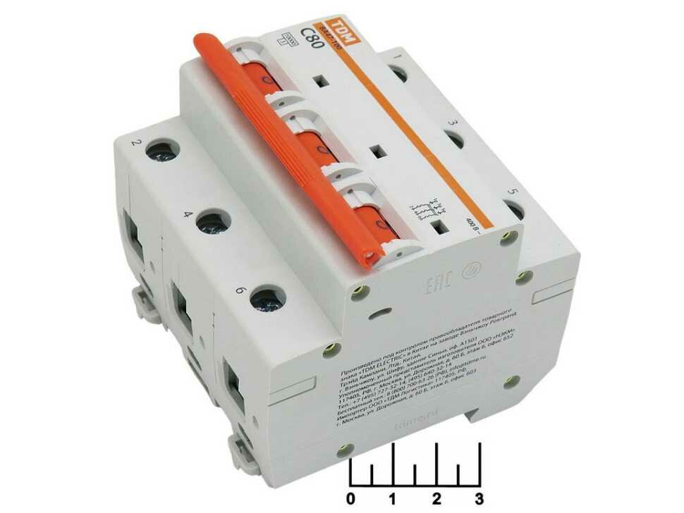 Автоматический выключатель C 80A 3-полюсный ВА47-100 TDM (SQ0207-0076)