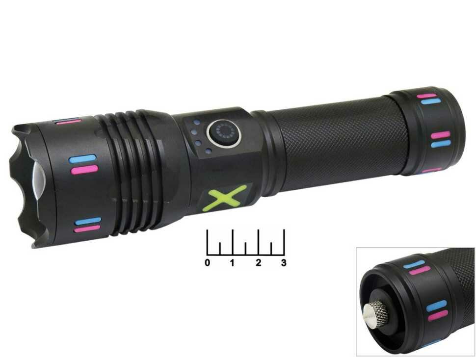 Фонарь 1*26650 1 светодиод YG151-PM30-TG 5 режимов zoom (индикатор заряда) (з/у Type C)