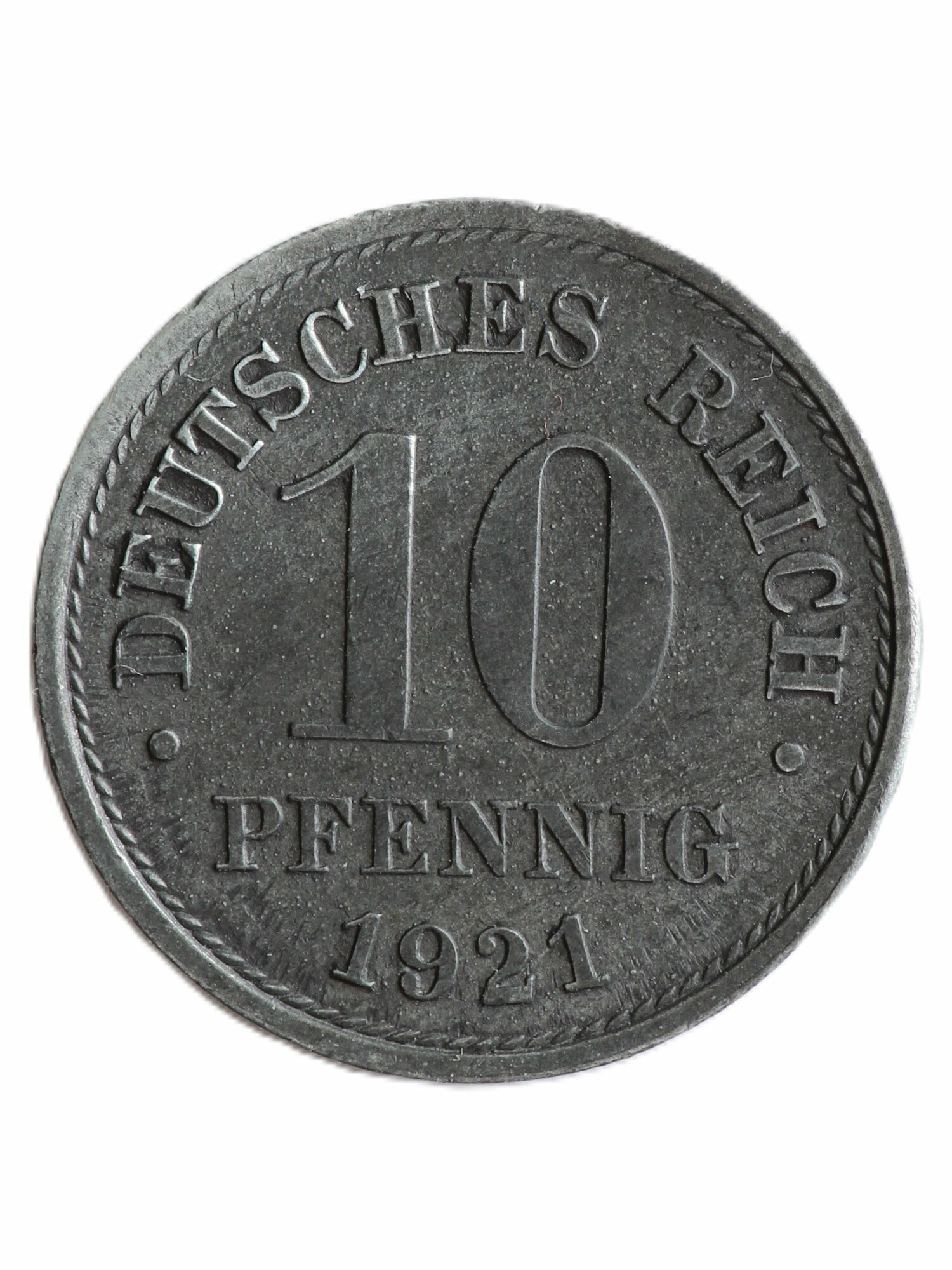 Подлинная монета Германии 10 пфеннигов 1921 года