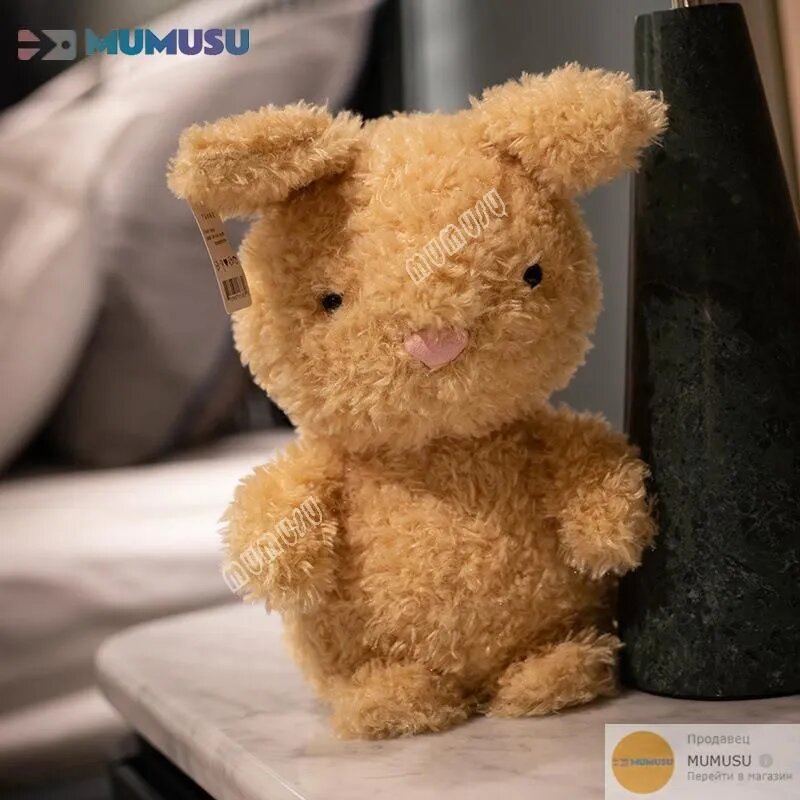 Jellycat Мягкая игрушка Кролик, Светло-серый, Бирюзовый, Хлопок, Китай, 18 см