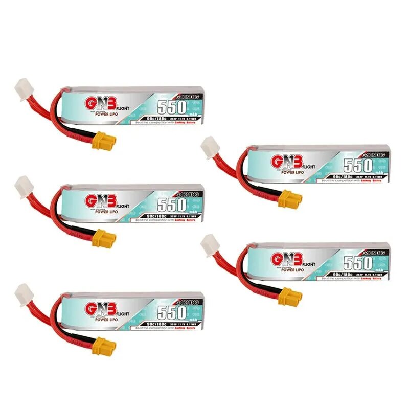 Литиевая батарея 1-10PCS GNB 3S 11.1V 550mAh HV 90C/180C LiPo Battery With XT30U-F Plug