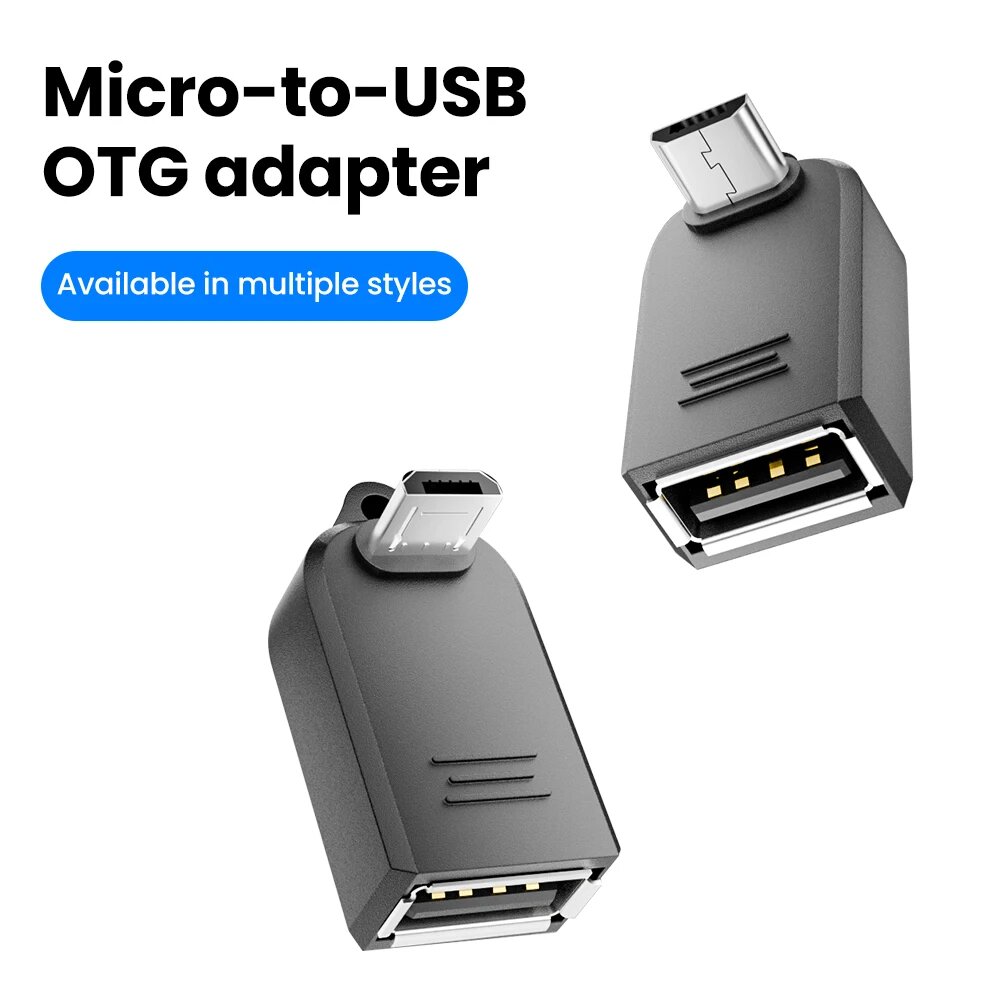 90° Левый угловой адаптер Micro USB - USB A — фото 1