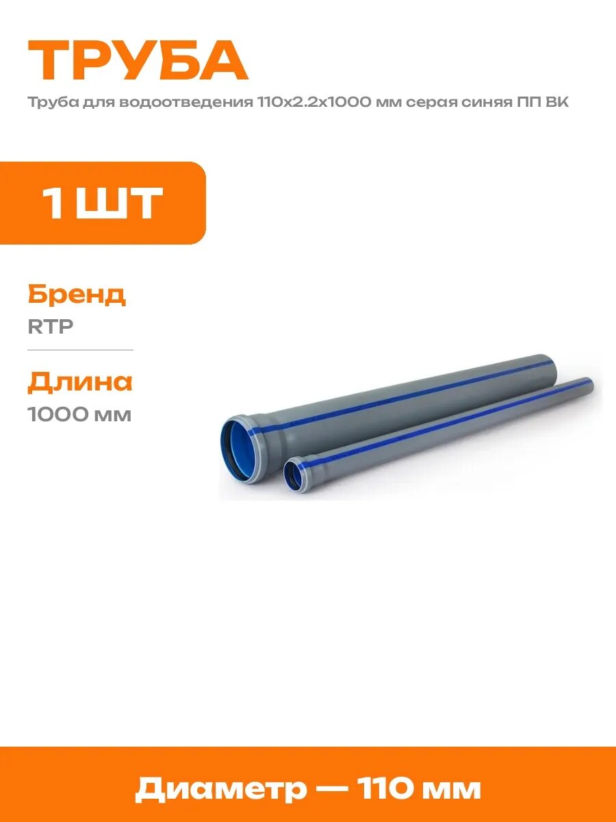 Труба пластиковая для внутренней канализации 110 1 метр