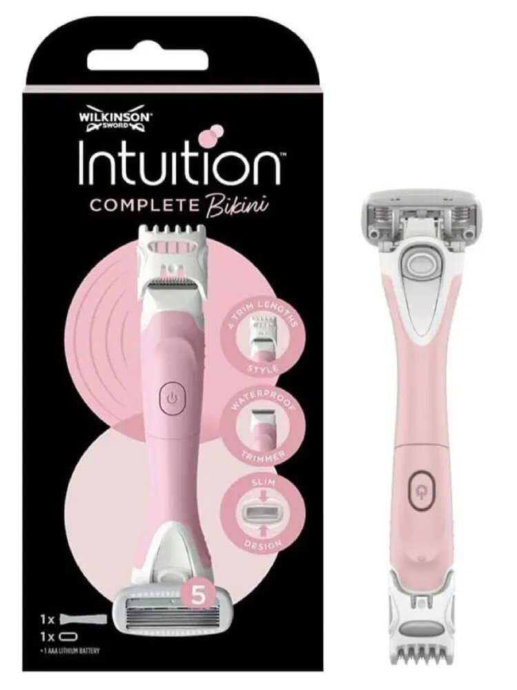 UZENKA_Wilkinson Sword Intuition Complete Bikini Trimmer / Бритва женская с триммером и 1 сменной кассетой и батарейкой