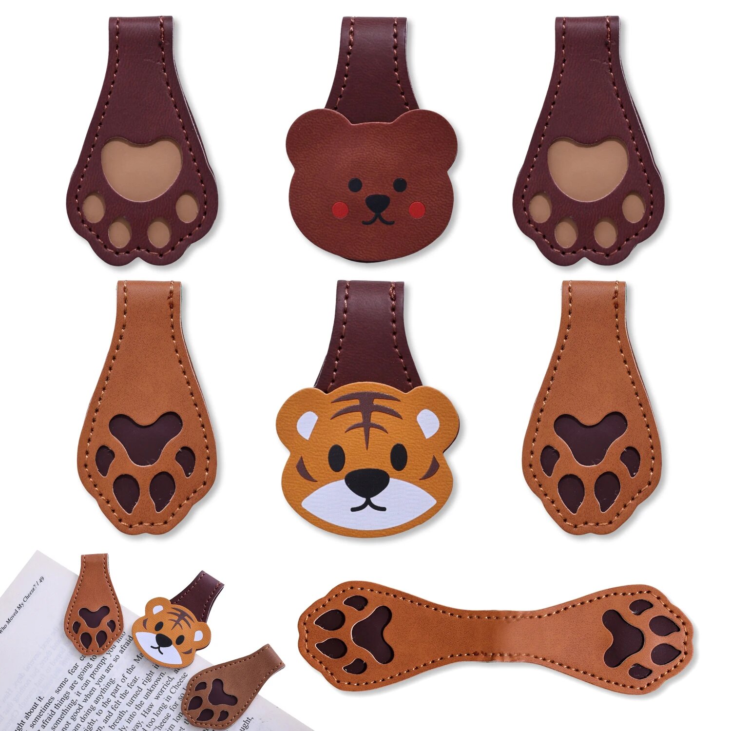Полиуретановые закладки-магниты в форме лапок животных Bear and Tiger