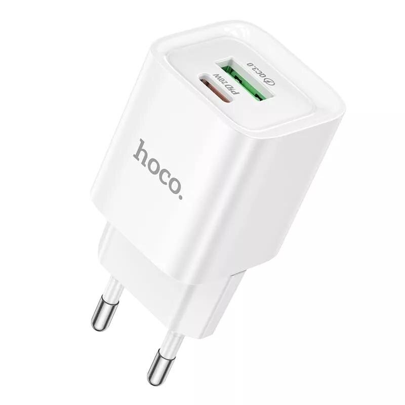 Сетевое зарядное устройство Hoco C147A 1USB/1C 20W/18W белое, EU