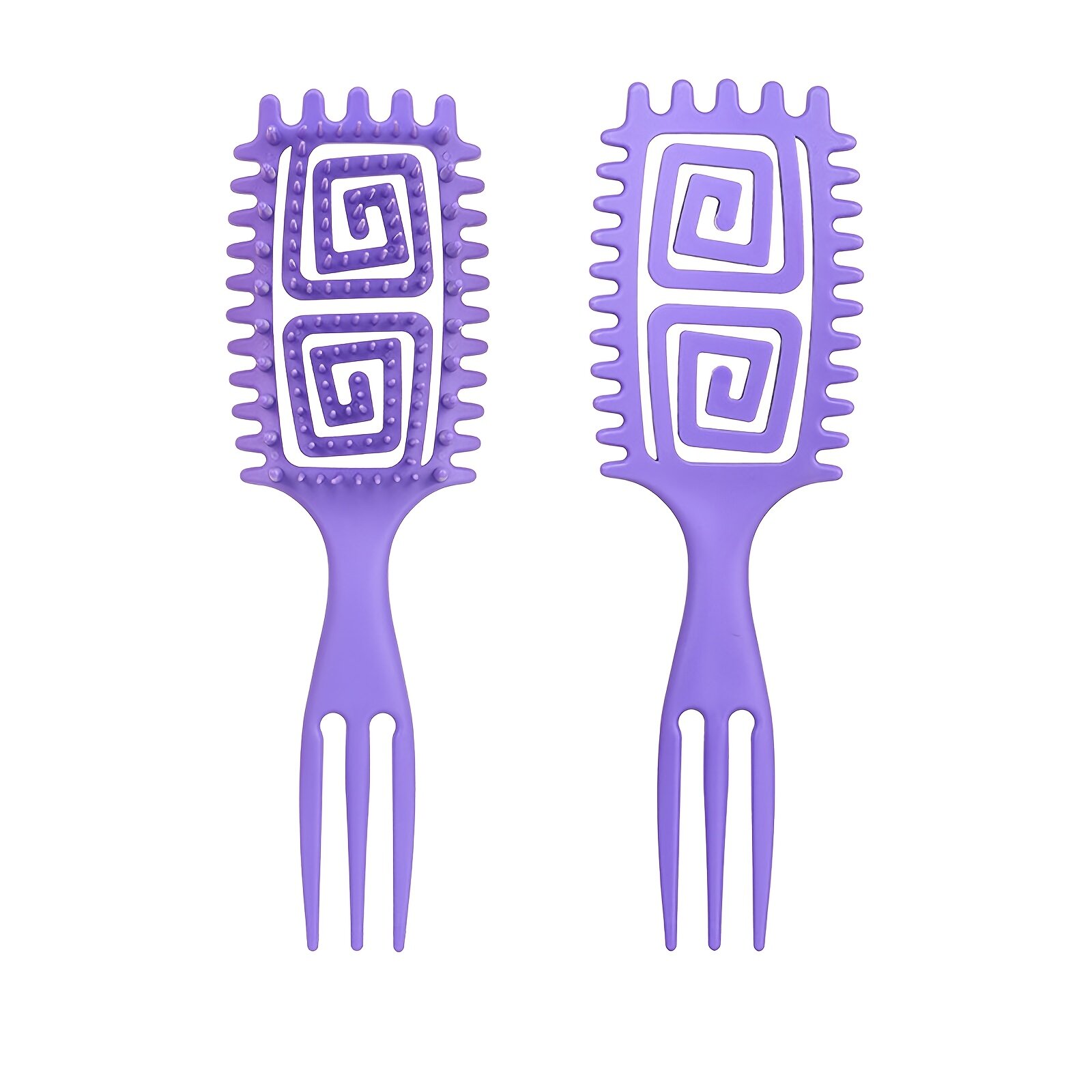 Расческа-массажер Wet Brush для распутывания черных волос, с полой конструкцией для быстрой сушки феном и трехзубчатой спиральной системой для разделения и завивки, фиолетовая, 1 шт.